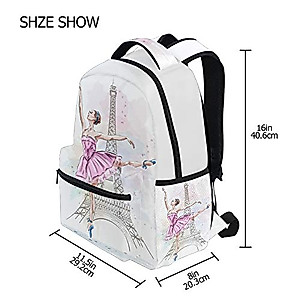MOYYO School Backpack College Bookbag Travel Camping Laptop Daypack, Ballerina, 11.5x8x16 inch