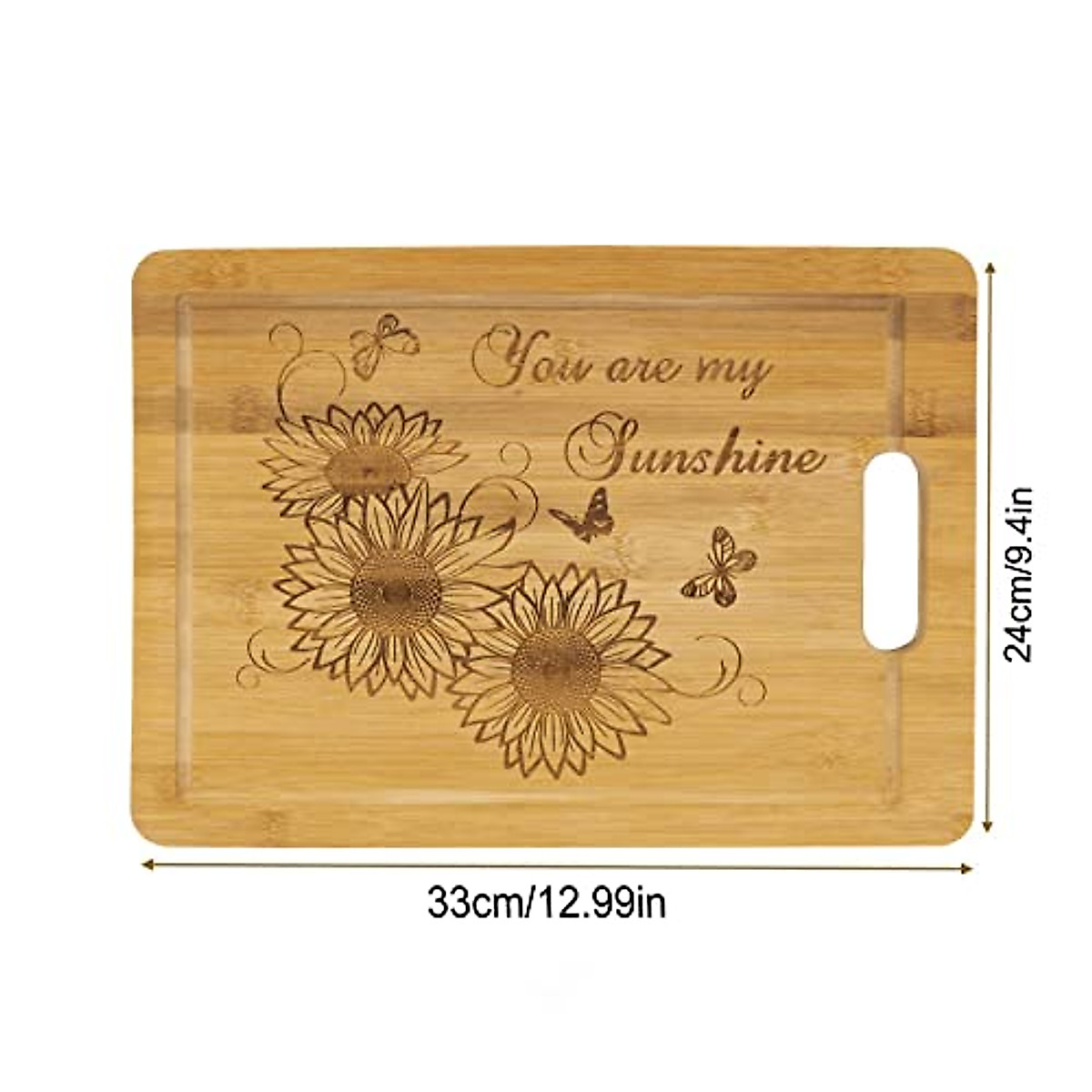 Sunflower Bamboo Cutting Board,Sunflower Gift,Wooden Cutting Boards for Kitchen,Bamboo Kitchen Chopping Board Housewarming Wedding Birthday Mothers Day Gift Mom Cooking Kitchen Decor