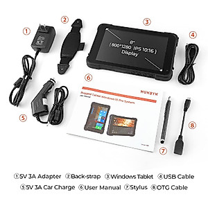 MUNBYN Rugged Tablet IRT04, 8-inch Industrial Tablet PC Windows 10 64-bit Pro,700nit Sunlight Readable, Waterproof Tablet, 4G, Wi-Fi,GPS, IP67 Drop and Water Resistant for Engineer Contractor Tablet