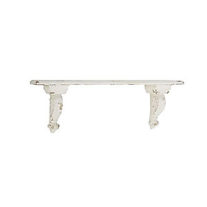 Deco 79 Rustic Fiberglass and Wood Floating Shelf, 7" x 39" x 13", White