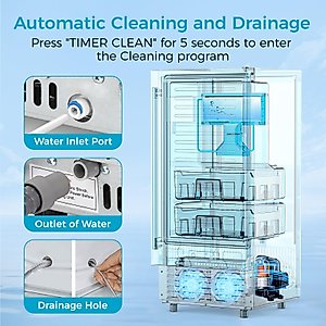 COWSAR Commercial Ice Maker Machine, Nugget Ice, 66lbs/24H Stainless Steel Under Counter Ice Maker, Self-Clean&24H Timer, Commercial Nugget Ice Machine with LCD Display, Ideal for Bar/Cafe/Restaurant