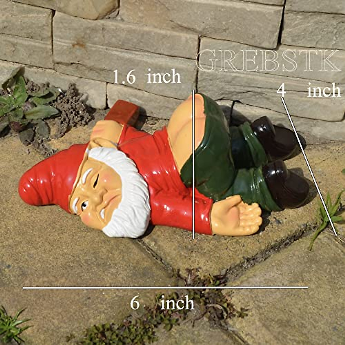 GREBSTK Drunk Gnome Statue Garden Gnome Outdoor Statues Garden Sculpture Decoration Garden Figurine Art