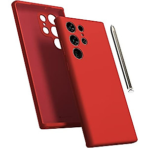 GOOSPERY Liquid Silicone Designed for Galaxy S23 Ultra Case Silky-Soft Touch Full Body Protection Shockproof Cover Case with Soft Microfiber Lining - Red