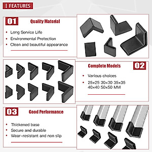 Hilitchi 20 Pcs 25mm x 25mm L Shaped Black Rubber Angle Iron Caps Furniture Angle Pads Bed Steel Frame Racks Shelves Rubber Feet Covers