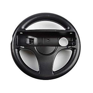 GH Mario Kart 8 Steering Wheel Compatible with Nintendo Wii (Bomb Black, 2 Pack), Racing Games Wheels for Wii (U) Remote Controller (6 Colors Available)