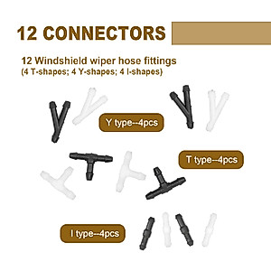 Car Windshield Washer Hose Kit, 4 Meter Washer Fluid Hose with 12PCS Wiper Tube Connectors for Windshield Repair, Windowscreen Soft Tube Jet for Most Car Window Glass Washing.