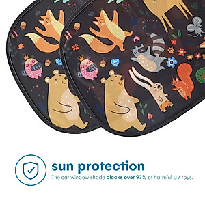 Car Window Sun Shade for Baby - Sun Blocker Cover - Sun Visor for Car Side Window - Sun Shield Protector for Baby - Sunshades for Side and Rear Car Windows - Cartoon Animal Design (2 Pack) 19"x12"