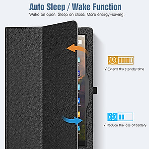 TiMOVO Case for All-New Kindle Fire HD 10 & Fire HD 10 Plus Tablet (10.1", 11th Generation, 2021 Release), Slim Folding PU Leather Stand Cover Case with Auto Wake/Sleep, Black