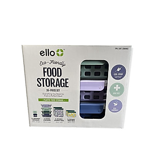 Ello Eco-Friendly Food Storage, BPA Free Plastic Food Storage, Blueberry Delight Color, 16-Piece Set