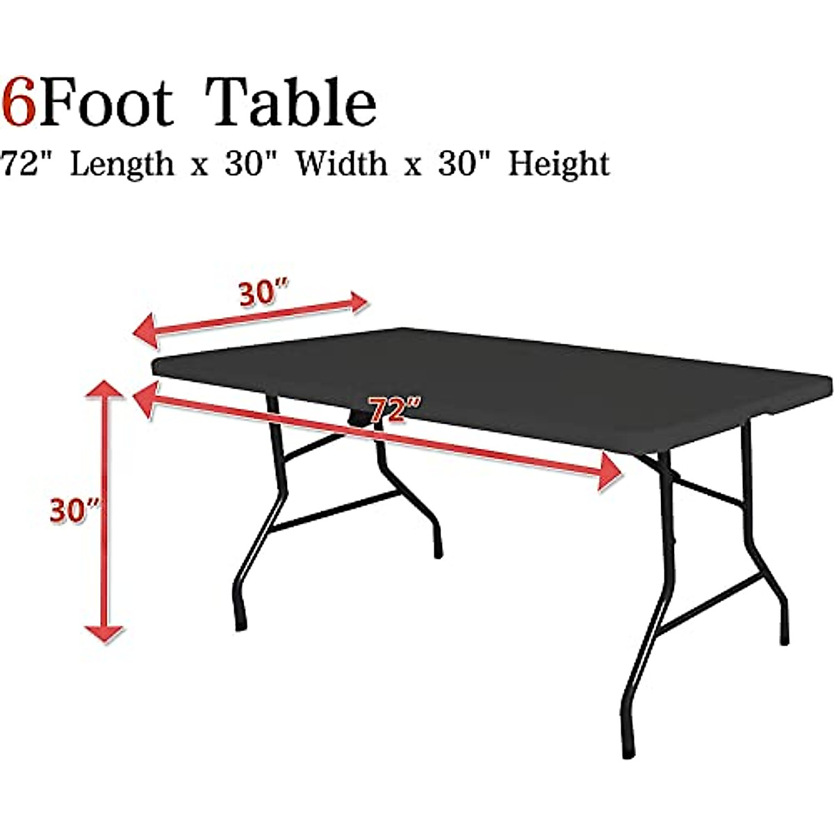 Obstal 6ft Stretch Black Spandex Table Cloth for Standard Folding Tables - 2 Pack Universal Rectangular Fitted Tablecloth Protector for Wedding, Trade Show, Vendor Stand