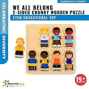Discovery Toys WE All Belong Diversity Wooden Puzzle | 2-Sided Interchangeable Puzzle | Special Needs & Abilities Wooden Puzzle | 2 Puzzles in 1 | Inclusive Chunky Toddler | 19 Months +