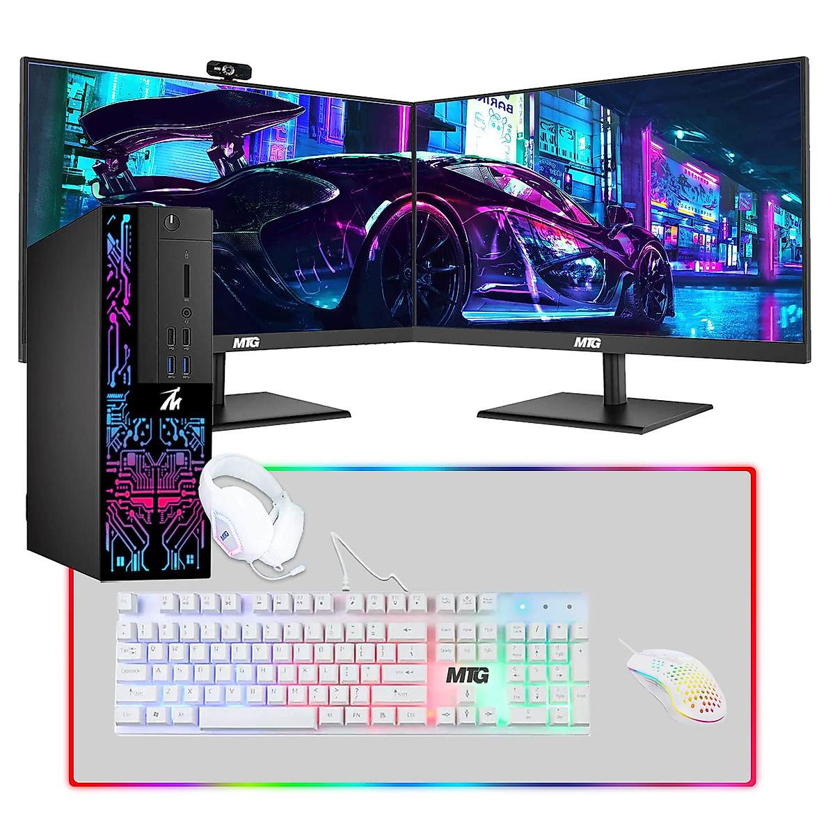 TechMagnet Computer Desktop PC, Intel Core i5-6500, Siwa 6, New MTG Dual 22 Inch Monitor, 16GB RAM, 240GB SSD, 1GB Graphic Card, Gaming Kit, Webcam, WiFi, Windows 10 Pro (Renewed)
