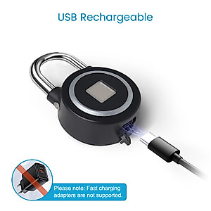 Fingerprint Padlock, Bluetooth Lock, Mobile APP, MEGAFEIS Smart Padlock with Keyless Biometric, Water Resistant, Suitable for Gym, Sports, Bike, School, Fence and Storage(Black)