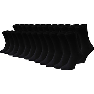 Cotton Crew Socks, 24 Pairs, Men Women Premium Moisture Wicking Casual Sport Unisex Value Bulk Pack