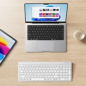 OMOTON Bluetooth Keyboard for Mac, Wireless Keyboard with Numeric Keypad for MacBook Pro/Air, iMac, iMac Pro, Mac Mini, Mac Pro Laptop, Silver White