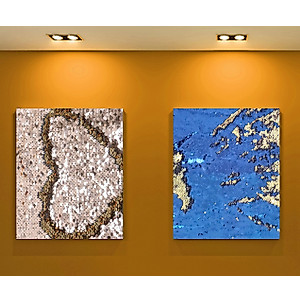 Sensory Wall Sequin Flip Fabric for Kids,0.2" Large Sequins Sensory Graffiti Fabric for Toddlers,Calming Corner Tactile Items Reversible Fabric (Half yd (18"*49"), Sapphire Blue + Silver)