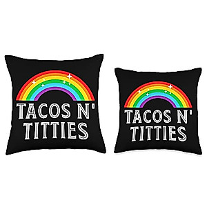 LGBT Shirts Gay Pride Lesbian Bi Trans Gifts Tacos and Titties Funny LGBT Gay Pride Gifts Lesbian LGBTQ Throw Pillow, 18x18, Multicolor