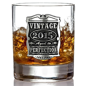 English Pewter Company Vintage Years 2015 10th Wedding Anniversary Old Fashioned Whisky Rocks Glass - Unique Gift Idea For Men For That Special Tin Anniversary [VIN007]…