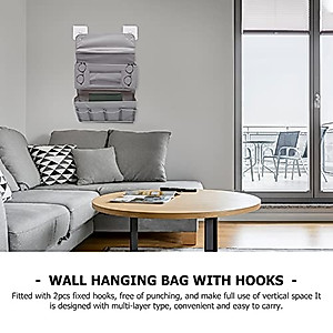 Zerodeko 1 Set Storage Bag Hanging Pouch Hanging Bag Storage Pouch Convenient Wall-Mounted Wall Hanging Pouch Grocery Bag with 2Pcs Punch-Free Hooks for for Dorm Home