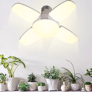 3 PK deformable Grow Light Bulb Full Spectrum Plant Light Bulbs E26 Base 12W Professional for Seedling Growing Blooming Fruiting (Natural Light)