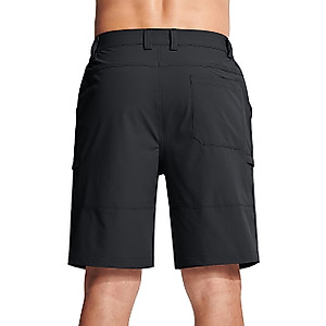 MAGCOMSEN Mens Hiking Shorts Lightweight Cargo Shorts for Men with Zipper Pockets Quick Dry Summer Running Fishing Military Tactical Shorts Black