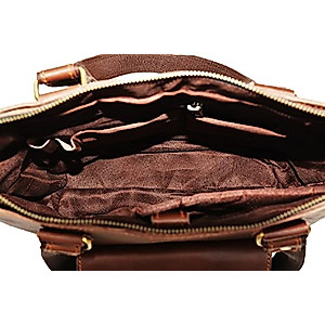 Satchel And Fable Women’s Tote Leather Handmade Genuine Shoulder Large Vintage Handbag (15.5” (L) x 12” (H) x 5.5” (W), Brown)