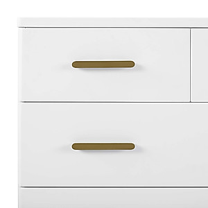 Delta Children Sloane 4 Drawer Dresser with Changing Top, Bianca White w/Melted Bronze