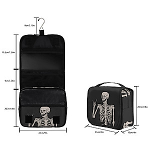 AUUXVA Hanging Toiletry Bag for Women, Halloween Skeleton Makeup Bag, Day of the Dead Cosmetic Bag, Travel Essentials for Women Men