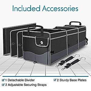 Trunk Organizer with Cooler, Collapsible Trunk Storage Container with Non Slip Bottom Strips, Large Multi-Compartment Waterproof Car Trunk Organizer Groceries for Vehicle Sedan, Suv, Truck,Van(Black)