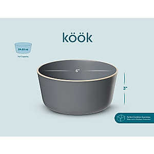 KooK Ceramic Soup Bowls, For Cereal, Rice, Pasta and Dessert, Dishwasher and Microwave Safe, 6 Inch, Stoneware, 25 oz, Set of 6, Grey, Nordic Collection…