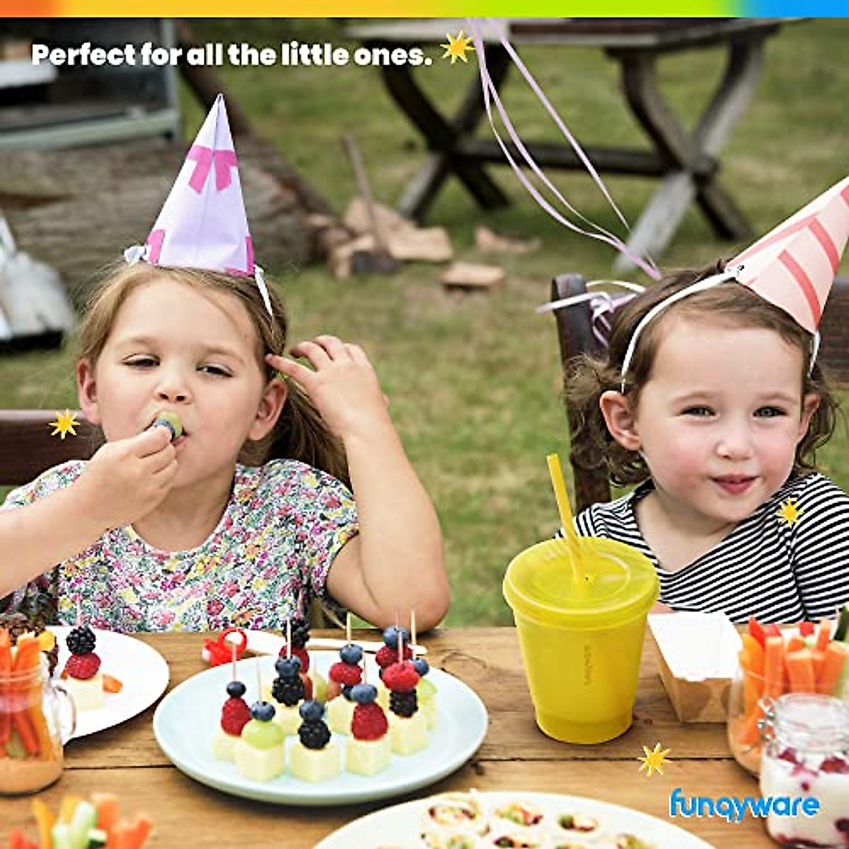 Kids Tumblers with Lids and Straws - 5 Reusable Cups with Lids and Straws, 16oz Glitter Tumbler Cute Cups for Kids in Rainbow Colors, Reusable Plastic Tumblers Cups with Lids and Straws for Smoothie