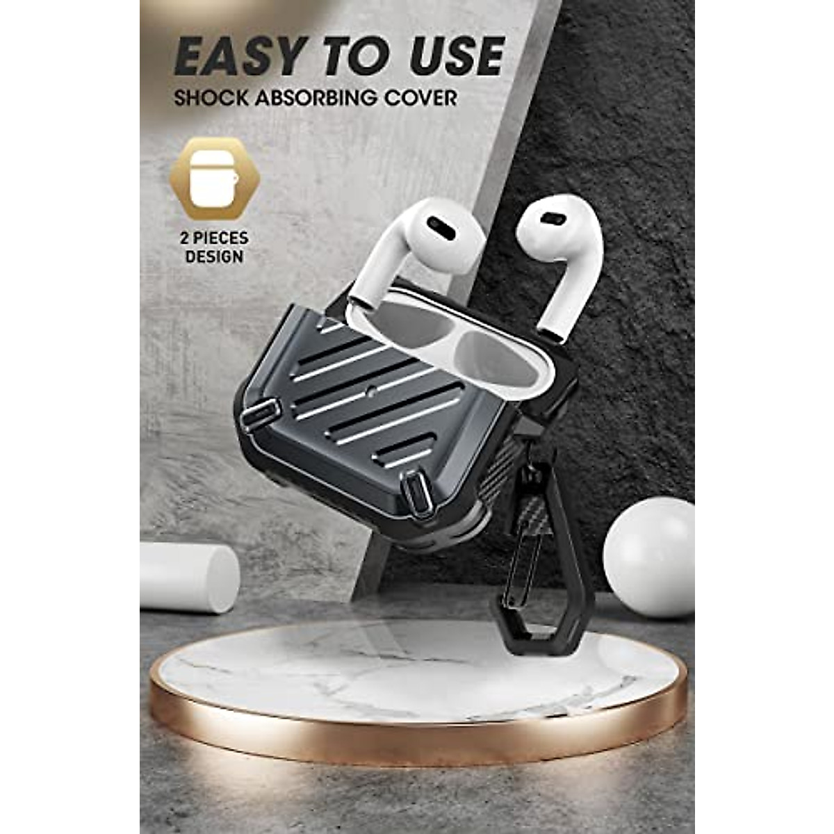 SUPCASE Unicorn Beetle Pro Series Case Designed for Airpods 3 (2021), Full-Body Rugged Protective Case with Carabiner for AirPods 3rd Generation (Black)