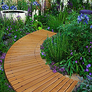 RELIANCER 6' Wooden Garden Pathway,Outdoor Roll Out Cedar Curved Walkway,Patio Path Decorative Garden Boardwalk Walkways,Weather-Resistant Roll Up Beach Wood Road Floor,Wedding Party Pathways