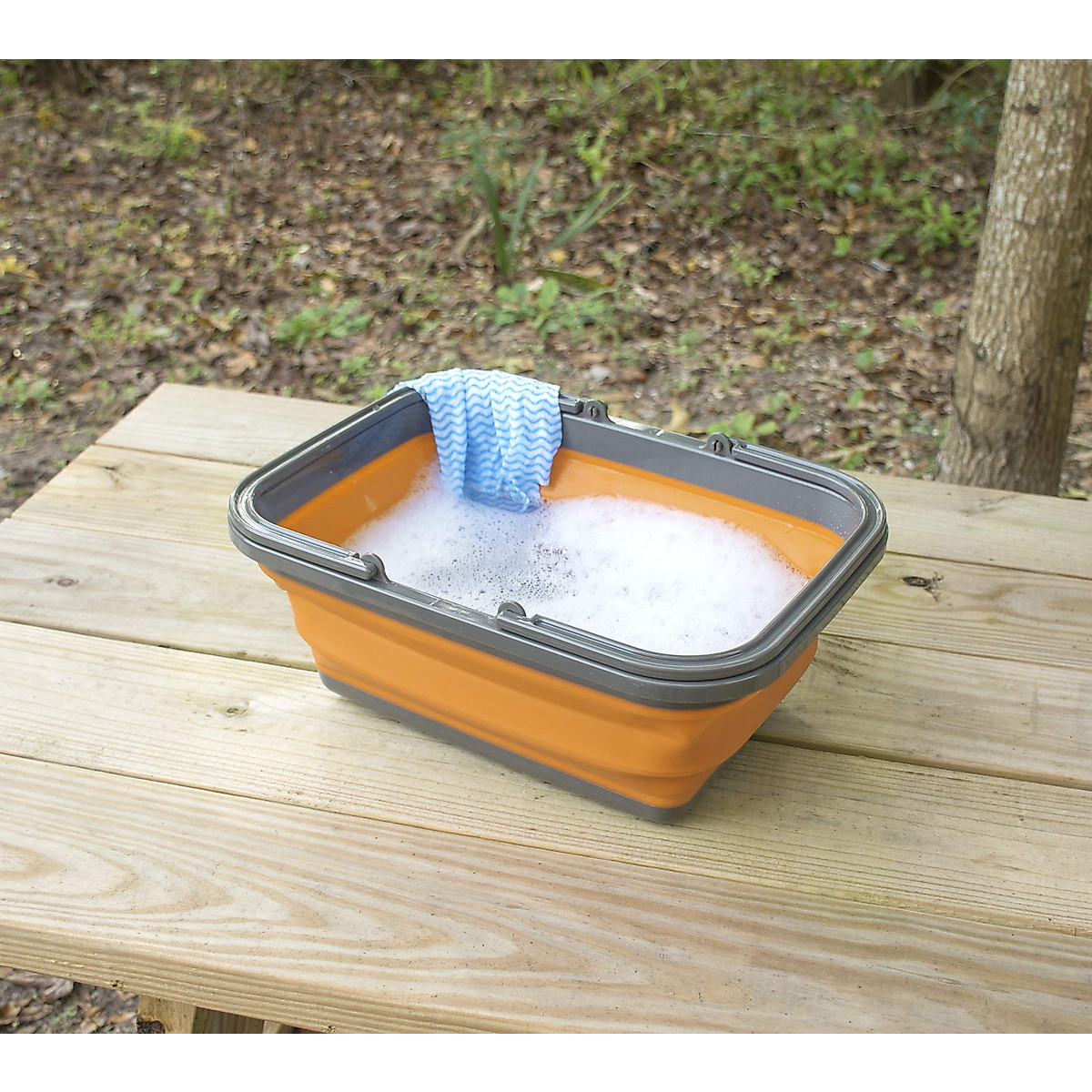ust FlexWare Collapsible Sink with 2.25 Gal Wash Basin for Washing Dishes and Person During Camping, Hiking and Home, Orange, One Size (20-02735)