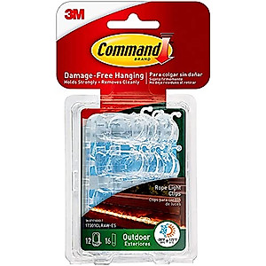 Command Outdoor Rope Light Clips with Foam Strips, Clear, 3 Pack, 36-Clips Total (17301CLRAW-ES)