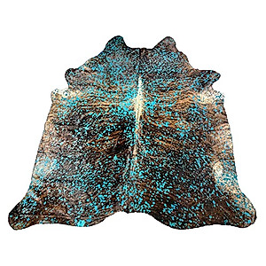 Deluxe Cowhides - Cowhide Area Rug - Turquoise Cowhide Approx 8X7 feet or 244X213cm