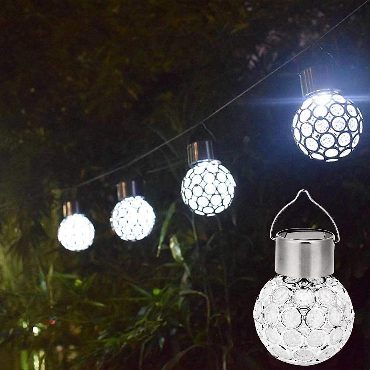 Yosoo LED Solar Hanging Light Connectable Lawn Courtyard Lights Lamp Decor for Garden Home Decoration
