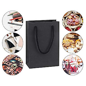 driew Black Bags for Gifts, Small Gift Bags 30 Pack Paper Gift Bags with Cotton Handle Black Gift Bags with Handle 5x2x7.5 inches Small Size