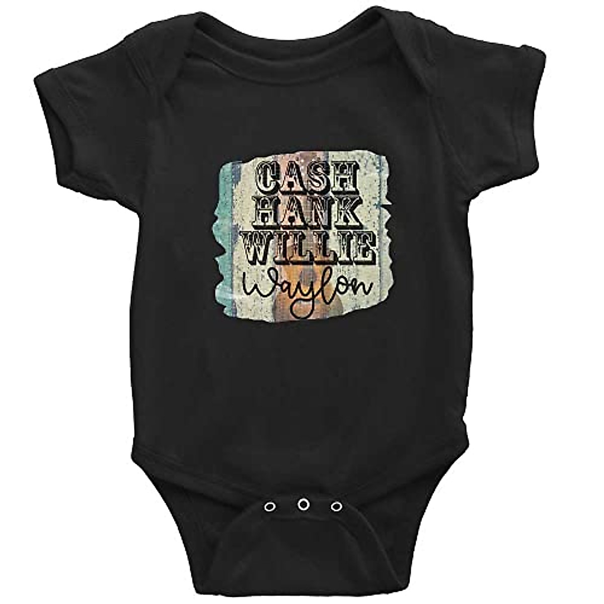 Yeavomeny Cash Hank Willie Waylon Country Music Toddler Rompers Short Sleeve Onesie D-Black