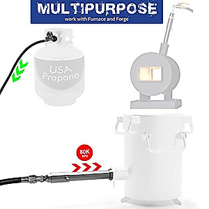 GONGYI GY80 Forge Furnace Burner 80000 BTU Propane Gas for Melting Smelting Heavy Duty Stainless Steel 304 with Regulator 0-20 PSIG