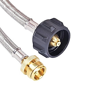 Generep 5 Feet Stainless Steel Braided Propane Adapters Hose Convert Connects 1lb Portable Appliance to 1-20 lb Propane Tank,Safe and Durable