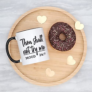 Celebrimo Thou Shall Not Try Me Funny Coffee Mug - Bestie Gifts For Women - Sarcastic and Fun Gifts For Friends - Funny Gifts For Men - Birthday Gift Mugs For Mom, Dad, Boss - 11oz Cup