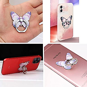 Kinizuxi Cell Phone Ring Holder, Butterfly Phone Ring Grip Stand 360°Rotation Finger Ring Kickstand Compatible with iPhone,All Android Smartphone (Blue)