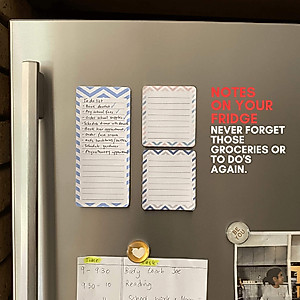 Magnetic Notepads in Large and Small Sizes for Fridge (4 Pack); Grocery Shopping List Pad, To-Do List, Reminders, Memo and Scratch Pad - Cute Modern Designs | Full Magnet Back | 50 Sheets per Note Pad