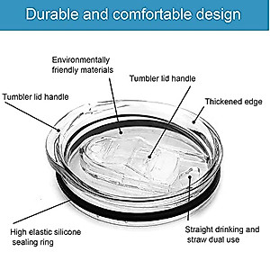Compatible with Yeti Lids 20 oz Replacement Lid, 10 oz Lowball Lid, 10 oz Mug Lid, Ozark Trail Tumbler Lid and Other Replacement Lids for Tumblers. (20 oz 3 Pack)