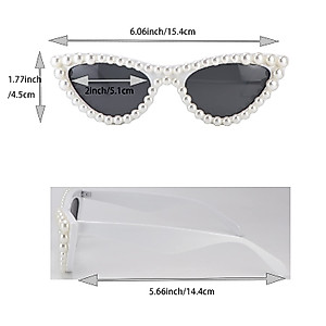 FUPRECIOUS Pearl Cat Eye Sunglasses Womens Cute Fashion Trendy Eyewear