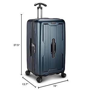 Traveler's Choice Ultimax II 26" Medium Trunk Spinner Luggage, Tie Down Straps, Matte Navy, Checked Inch