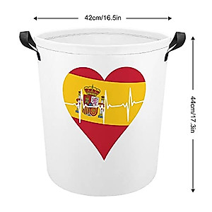 Love Spain Heartbeat Large Laundry Basket Hamper Bag Washing with Handles for College Dorm Portable