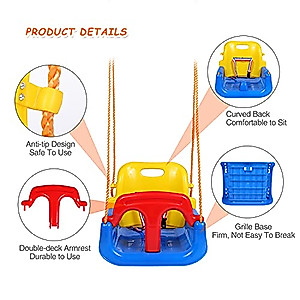 RedSwing 4-in-1 Baby Swing Seat with Tray, Toddler Swing, Anti-Flip Snug & Secure Detachable Infants to Teens Kids Swing Seat for Outside Playground, Blue