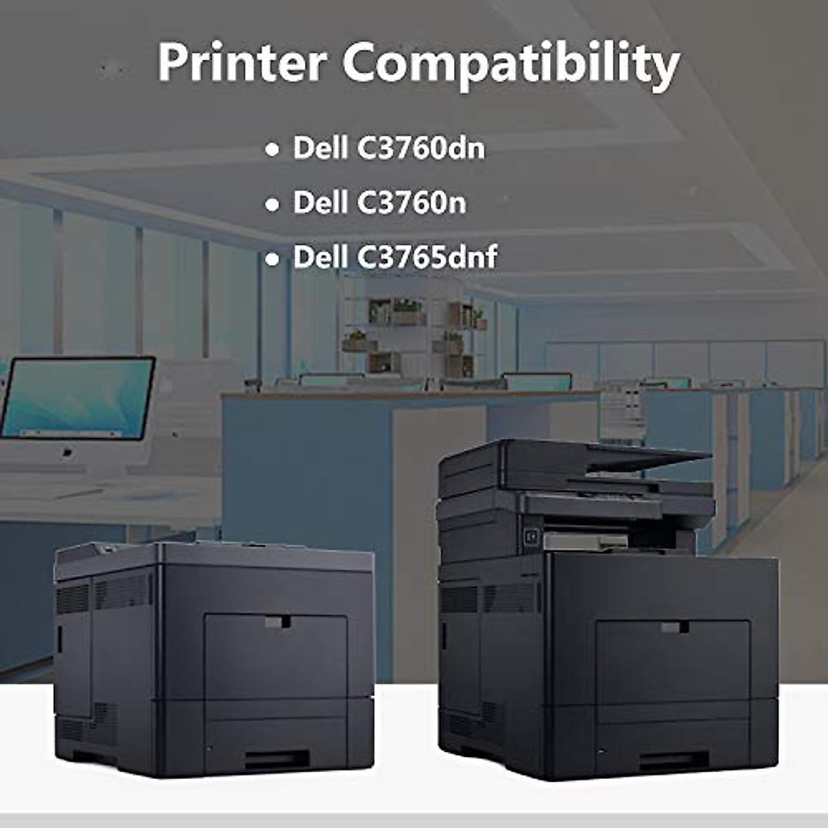 4-Pack (BK/C/M/Y) 331-8425 8427 8428 8426 Compatible Toner Cartridge Replacement for Dell C3760dn C3760n C3765dnf Printer,Sold by TopInk